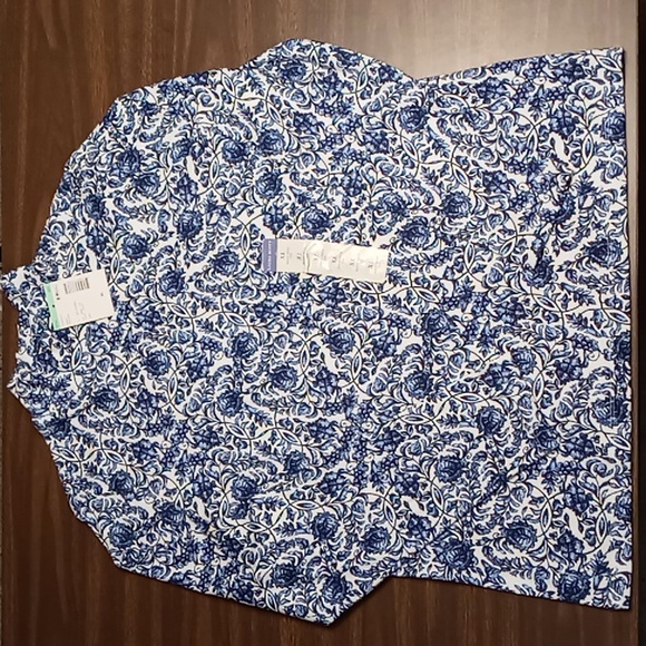 Laura Scott | Tops | Laura Scott Blue Flowered Mockneck Long Sleeve Tee ...